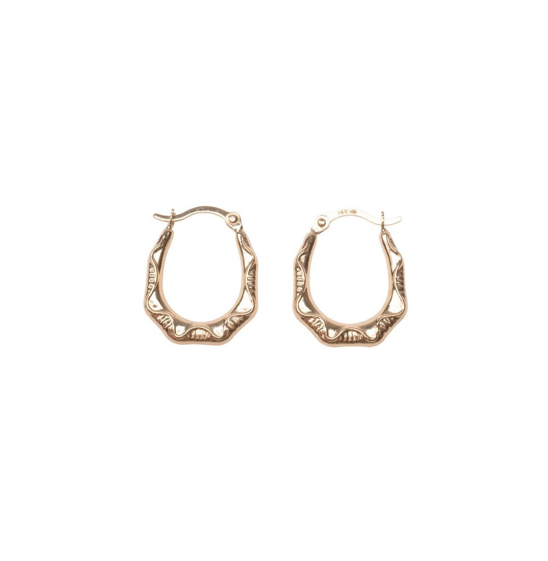 Handmade 14k Gold Patterned Hoop Earrings: Lightweight Clasp Hoops - Etsy