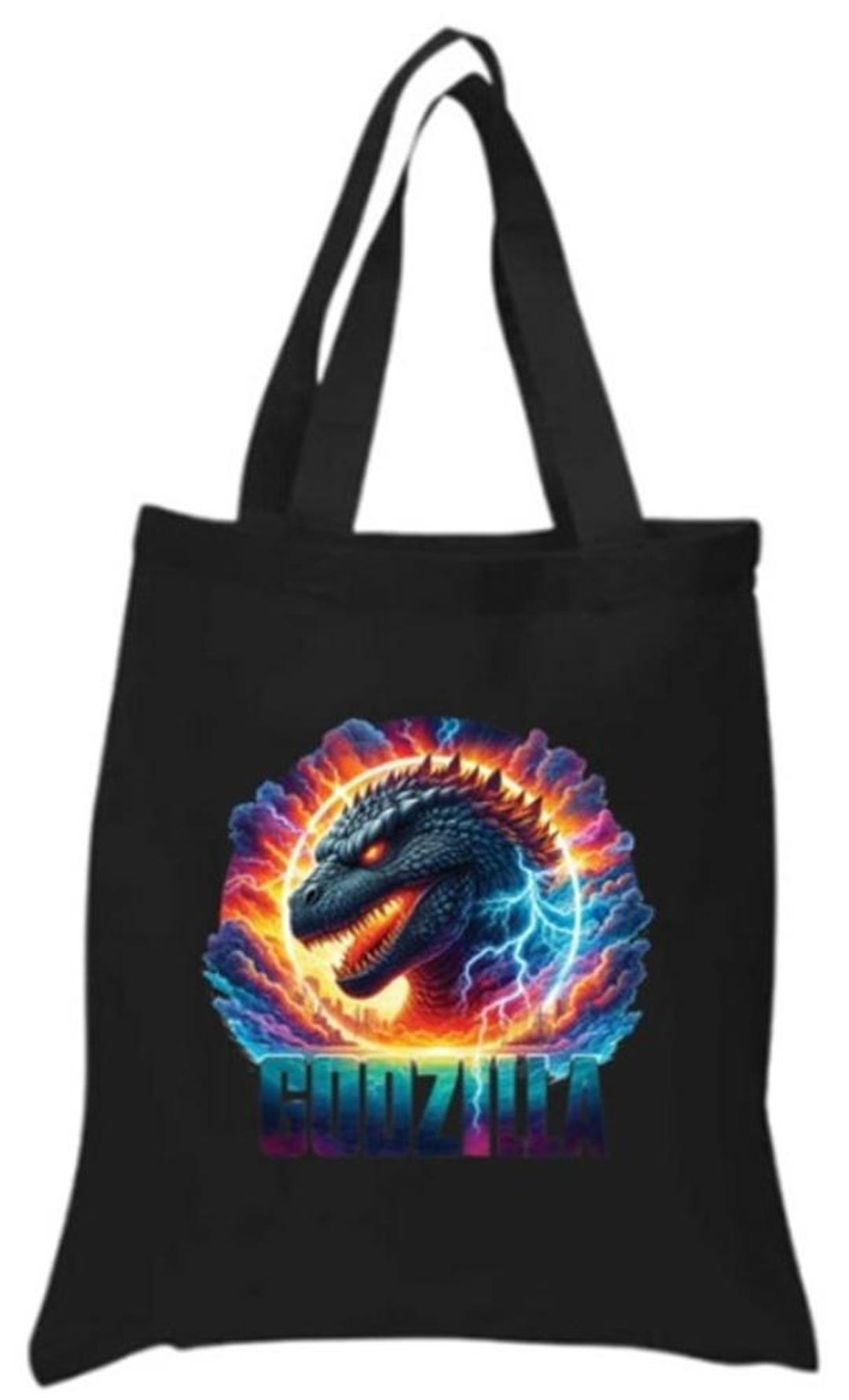 Godzilla Black Cotton Tote Bag 36 CM X 40 CM Heavy Weight 8 OZ Durable ...