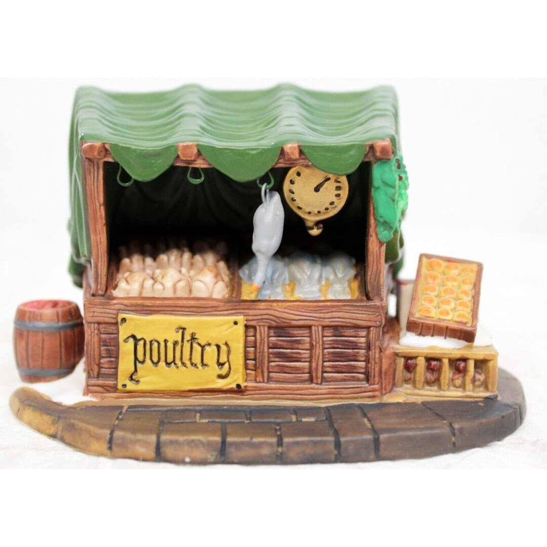 Vtg 90s Dept 56 Heritage Village Dickens Ceramic Poultry Market Stand ...