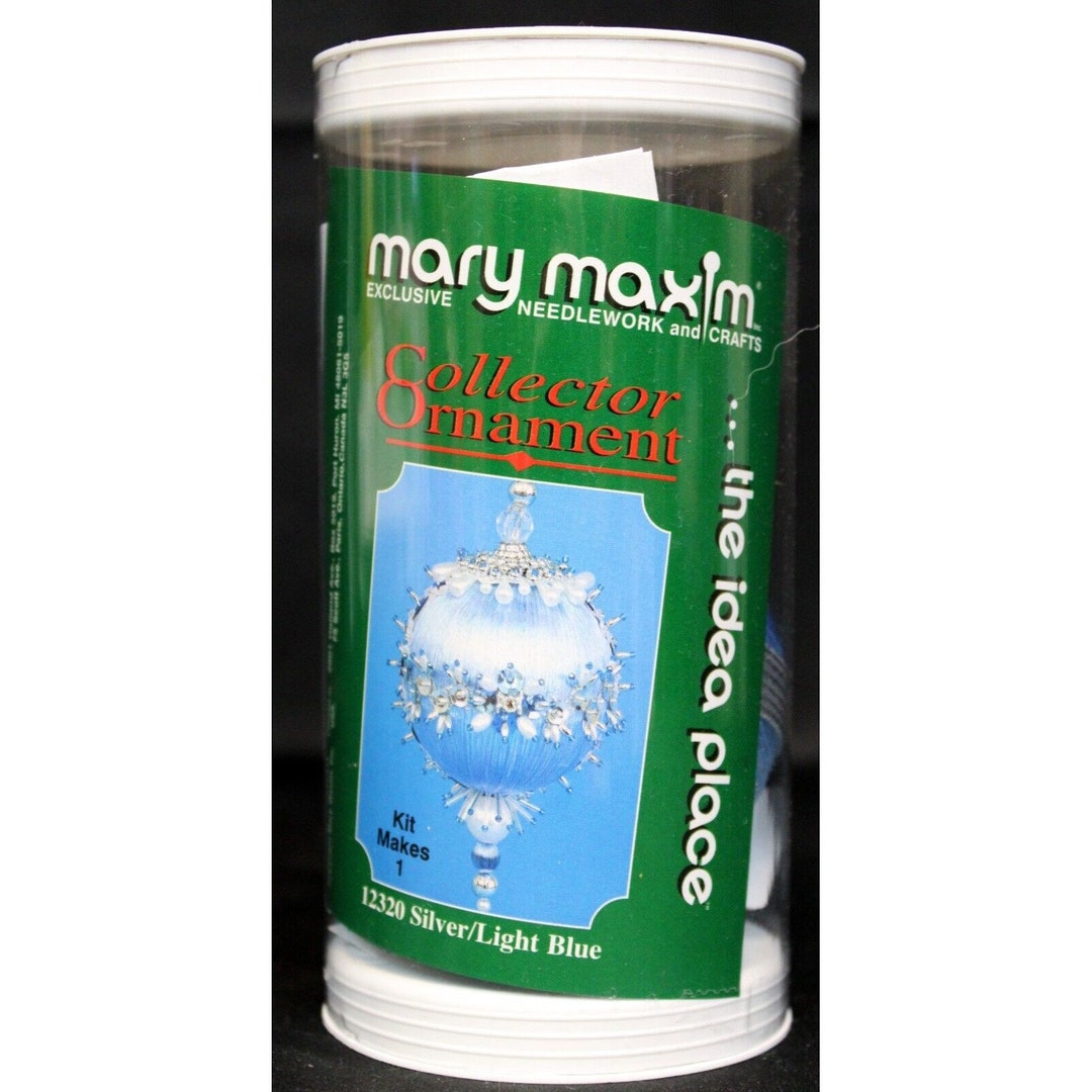 2001 Mary Maxim Collector Ornament Craft Kit Silver Light Blue Ball ...