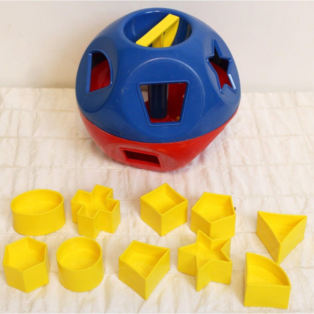 Vtg Tupperware Shape O Sorter 11 Pc Toy Baby Ball Toddler Motor Skills ...