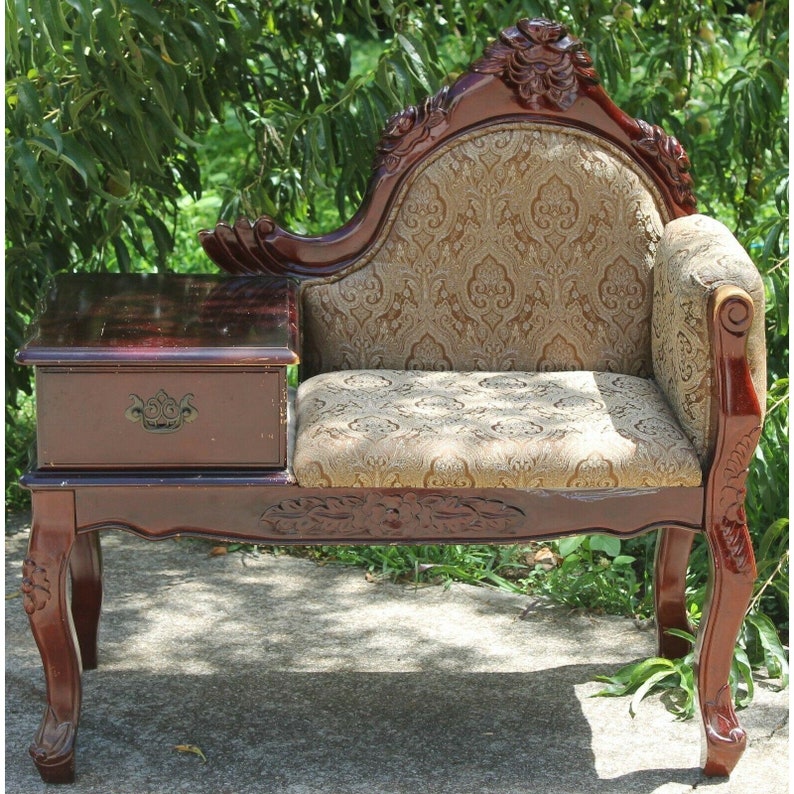 Victorian Style Gossip Bench Telephone Table Seat Chair | Etsy