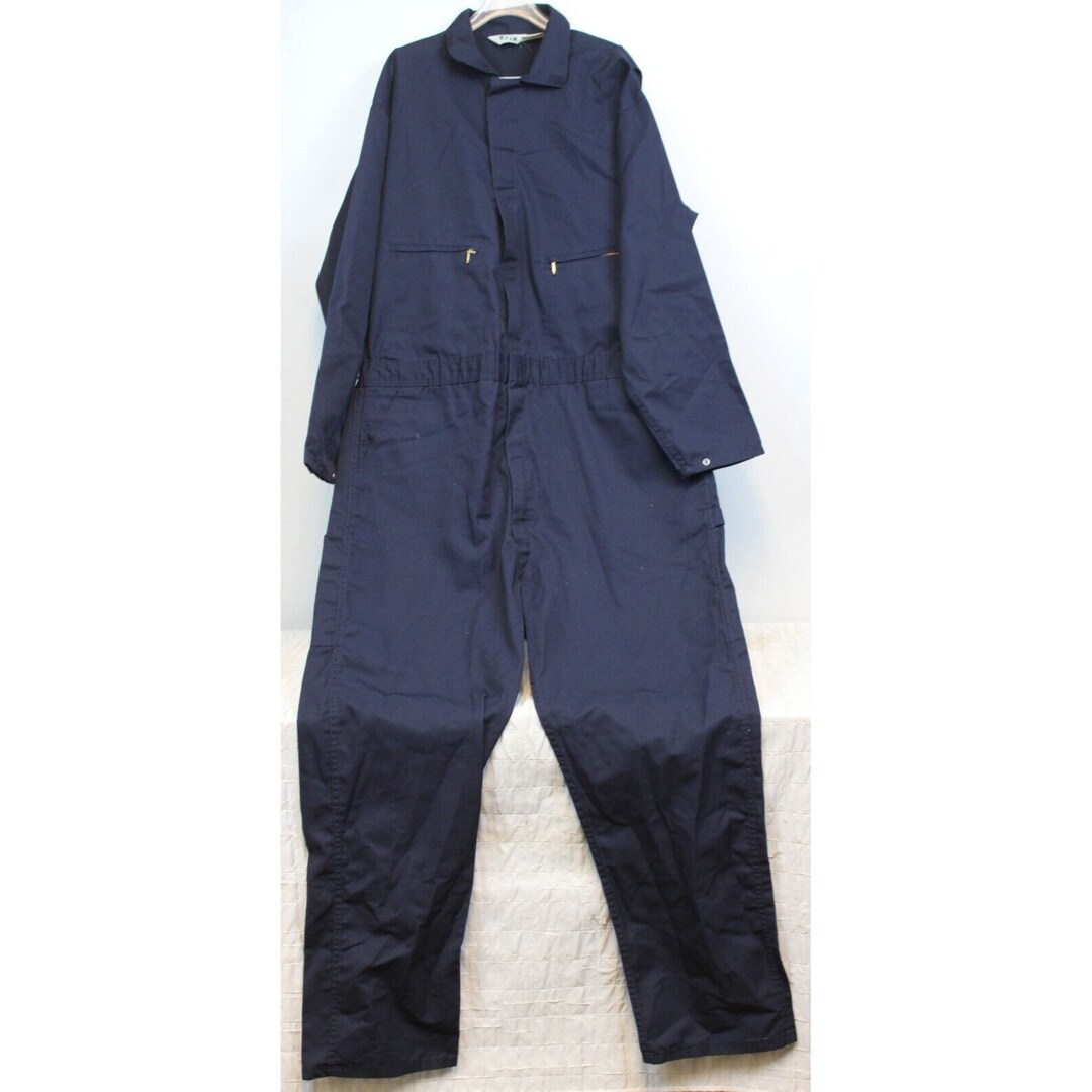 VTG Key Blue Mechanics Work Uniform Jumper Collared Button Zipper ...