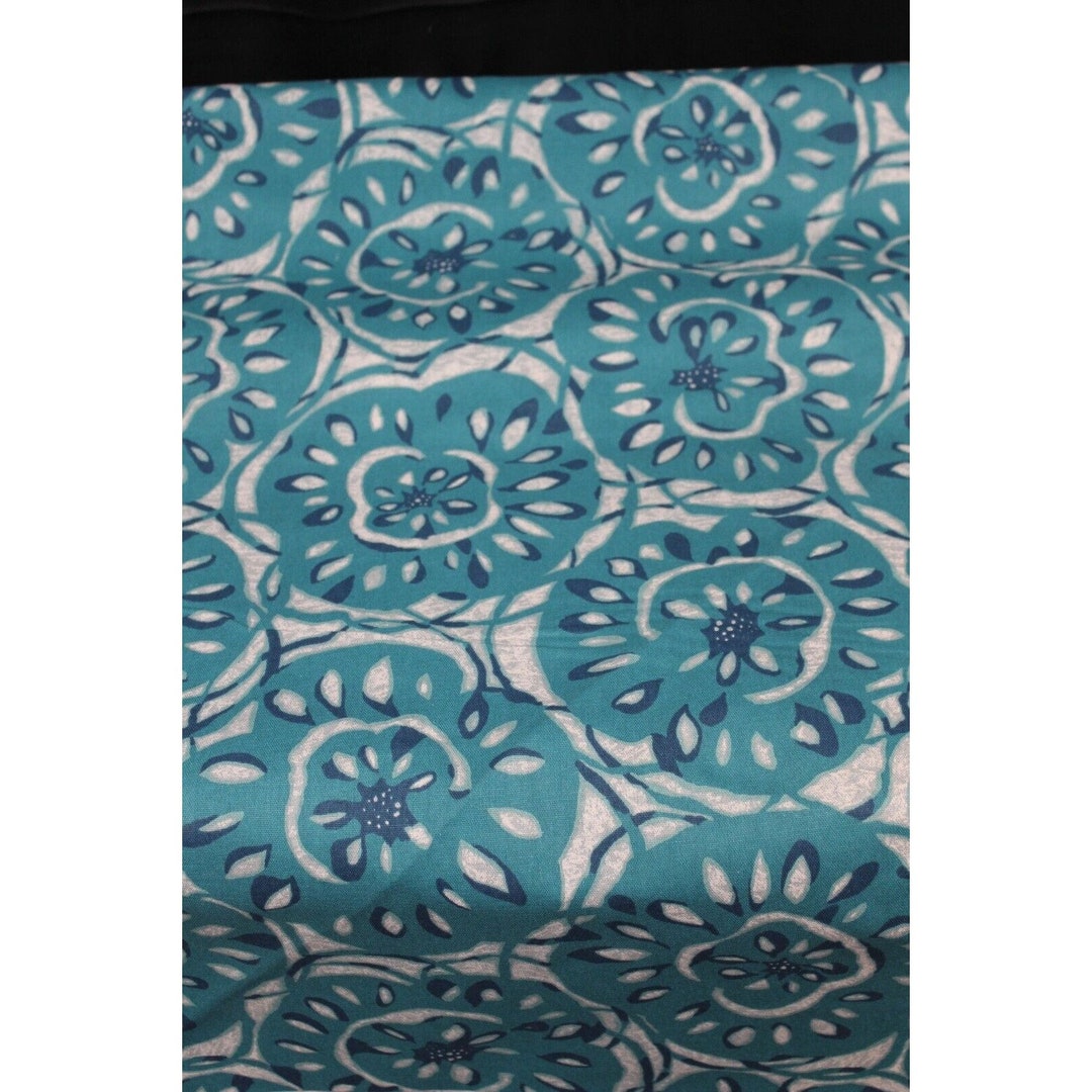 Platinum Collection RICHLOOM Teal Blue White Flower Print Fabric Canvas ...