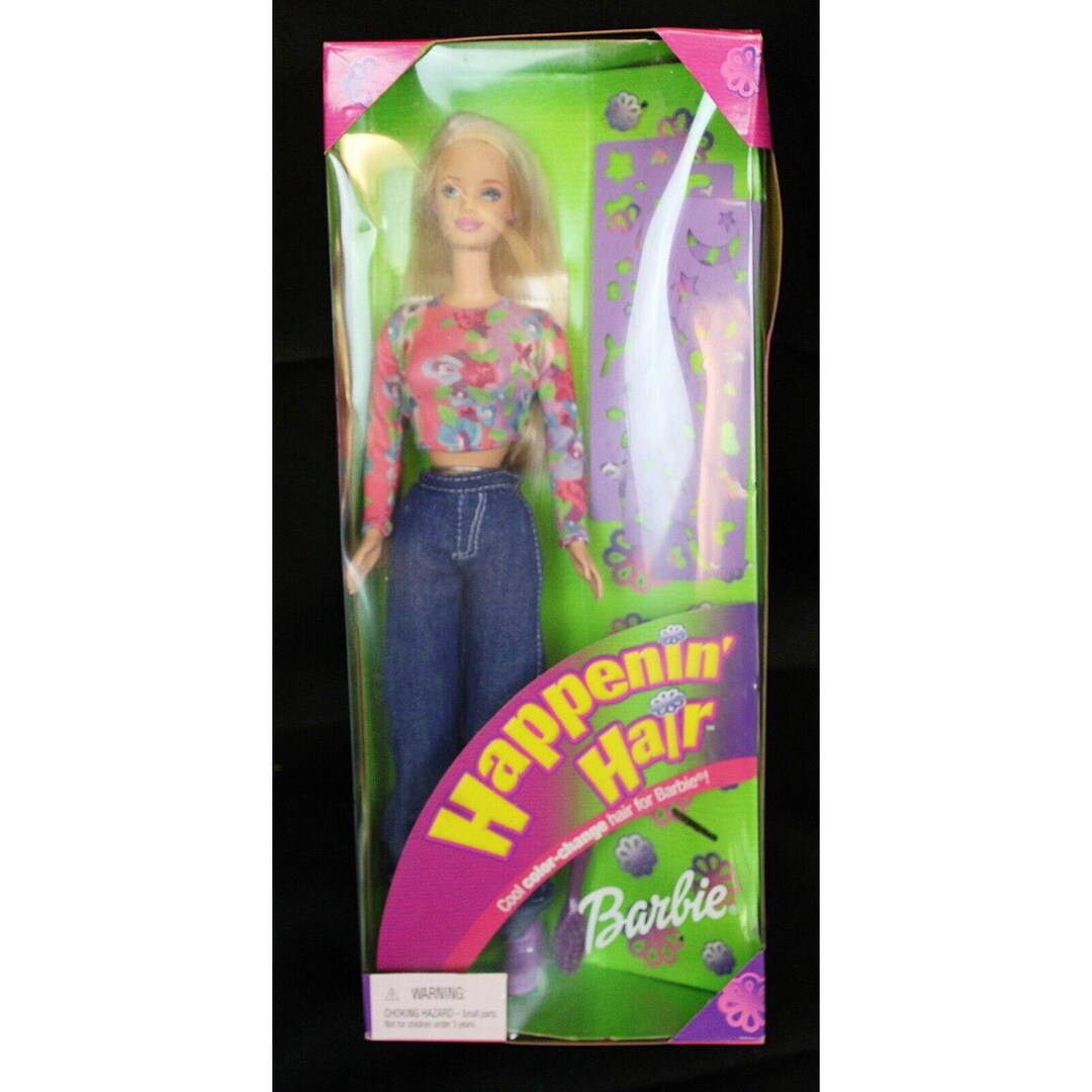 Vtg 2000 Mattel Barbie Happenin' Hair Doll Color Changing Style Fashion ...