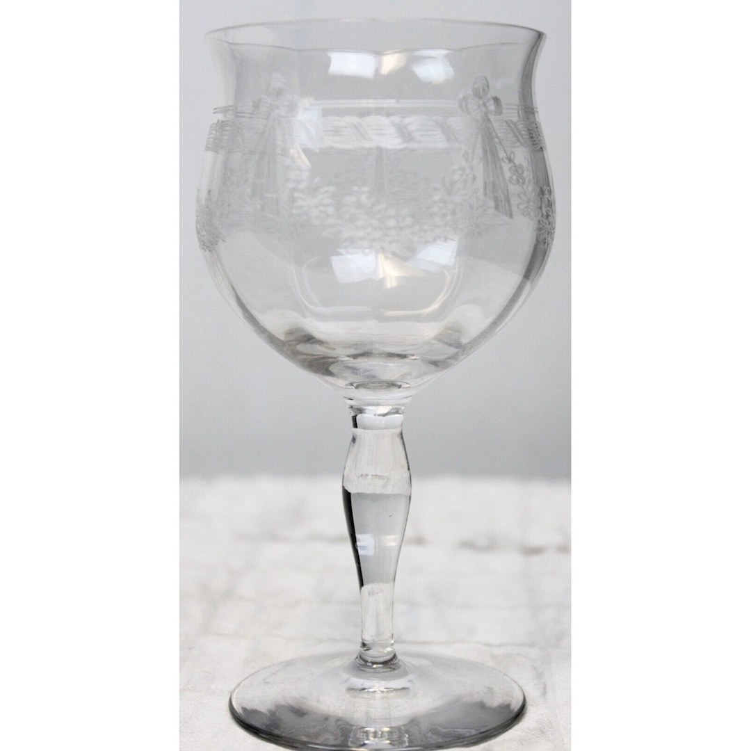 VTG 1920's Bryce #350-4 Hock Wine Glass Elegant Etched Water Optic ...