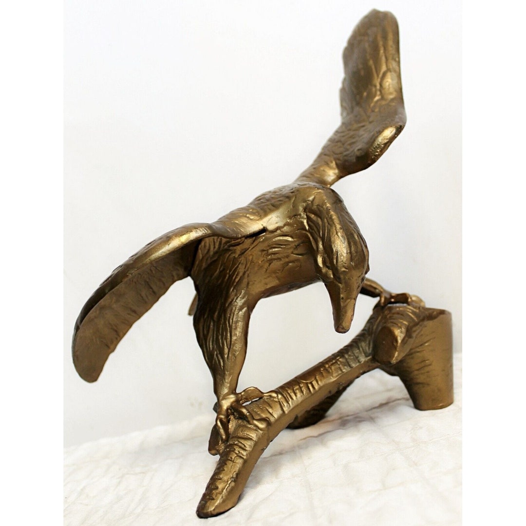 Vintage Flying Brass Eagle Bird on Branch Spread Wings 11.2" Sculpture ...