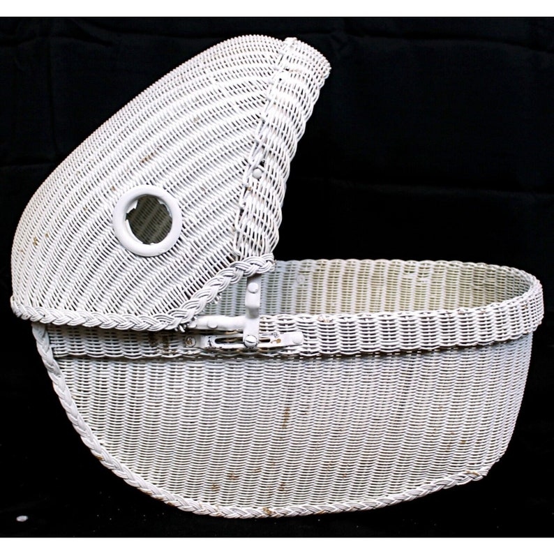 Vtg Baby Doll Rocking Carrier Bassinet Basket Cradle White - Etsy