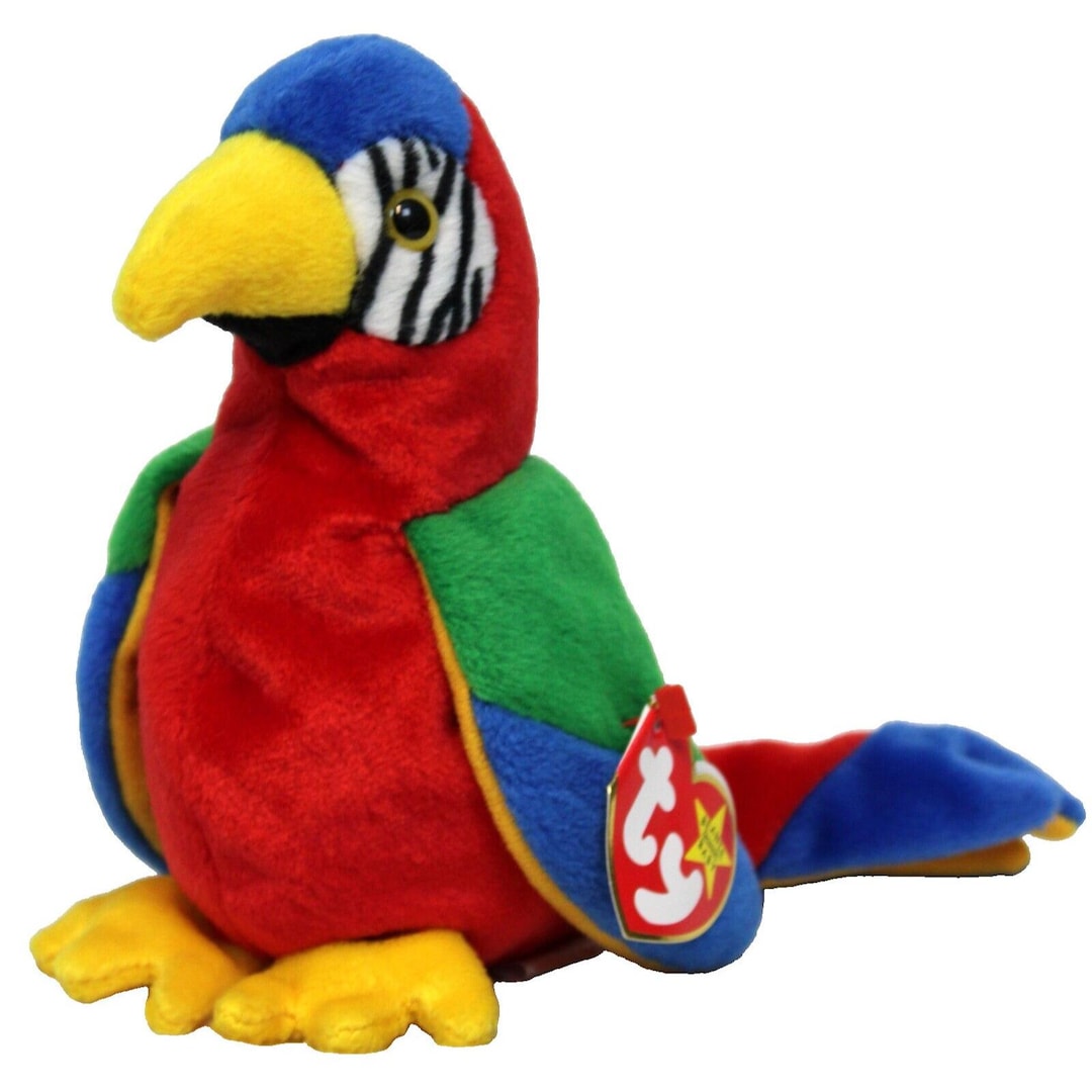 1997 TY Original Beanie Babies Parrot Bird Jabber Small Plush Stuffed ...