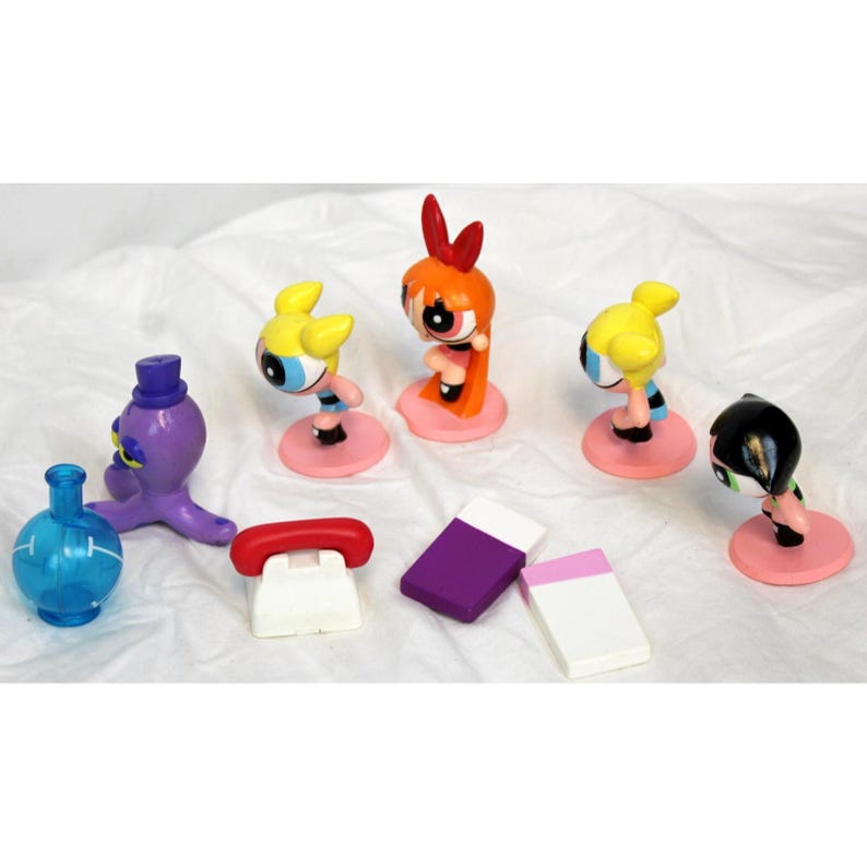 2000 Bakery Crafts 9pc Powerpuff Girls Cake Topper Lot PVC Figurines ...