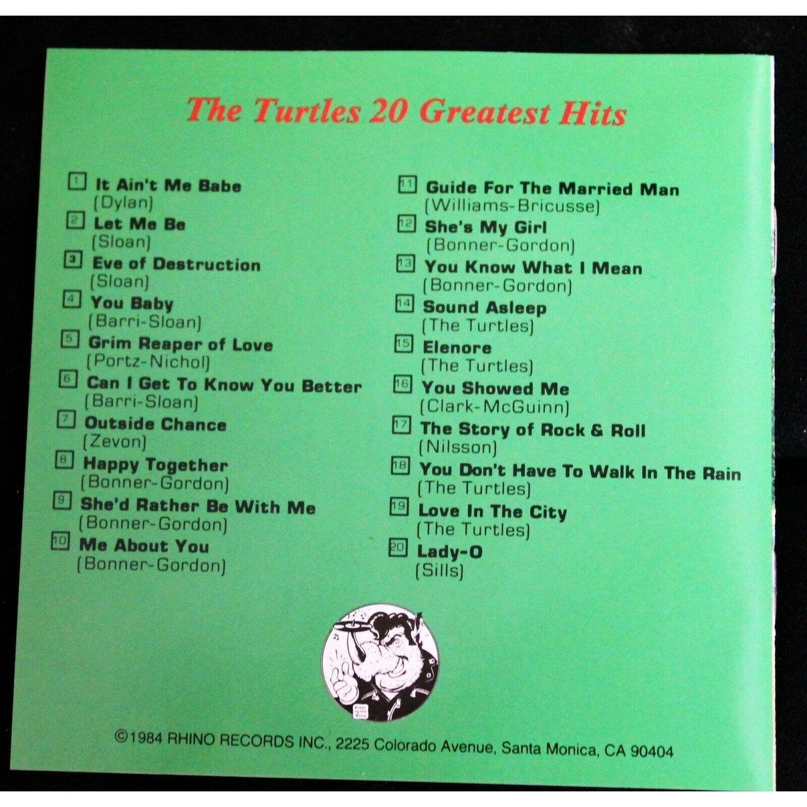Vtg 1984 the Turtles 20 Greatest Hits CD Rhino Records Music - Etsy