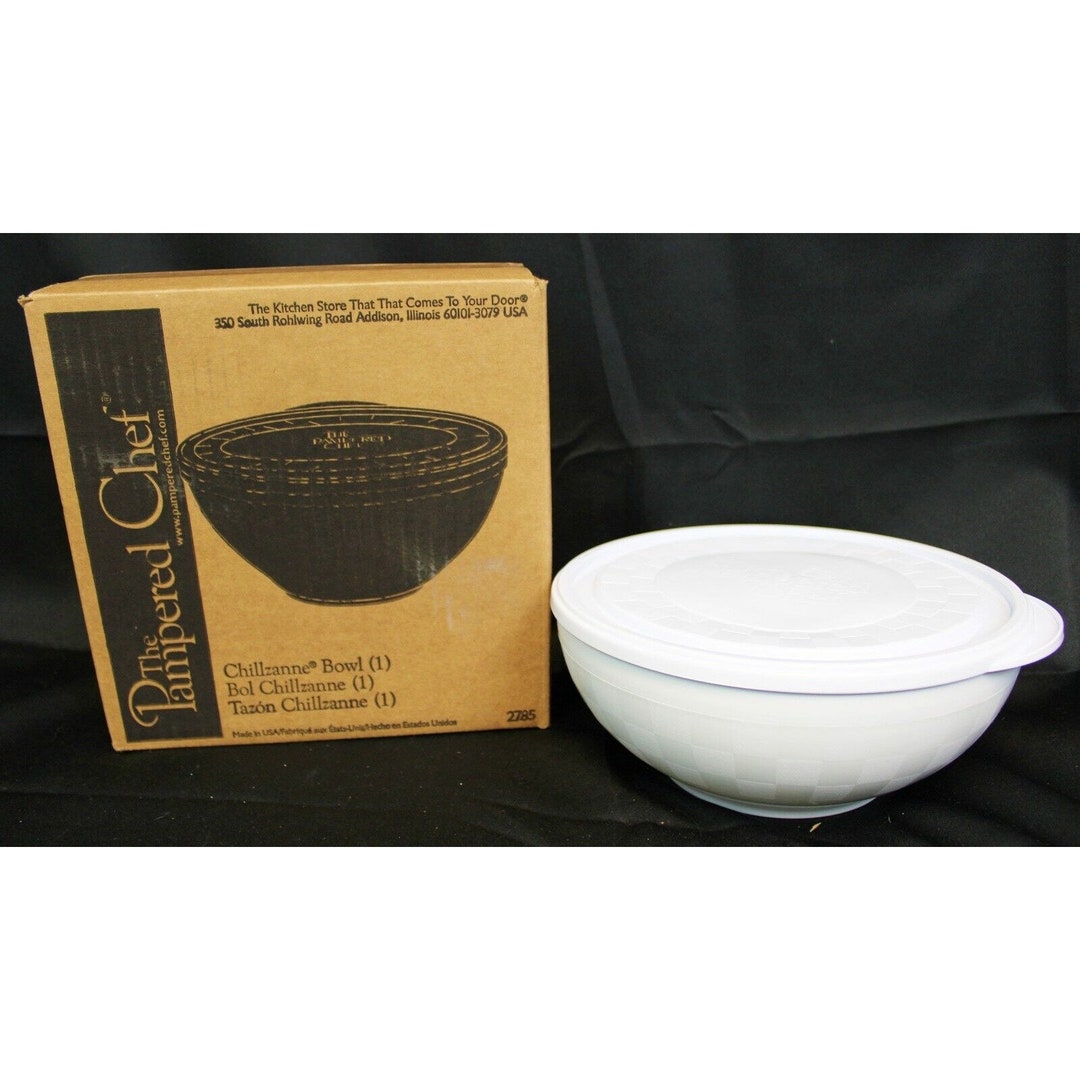 The Pampered Chef Chillzanne Bowl White Lidded Kitchen Freezer Party ...