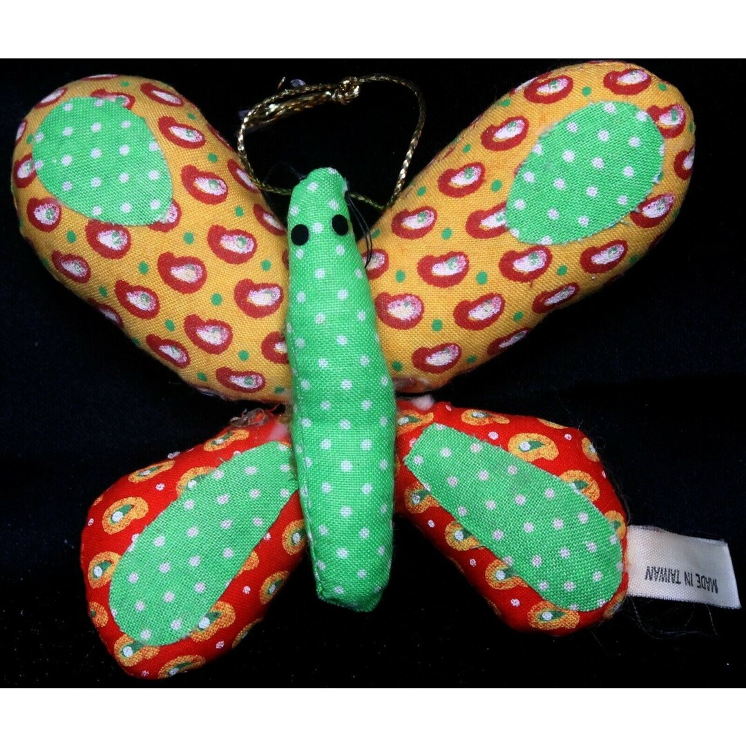 VTG 1983 Stephanie Siegel Multi-colored Plush Butterfly Ornament Green ...