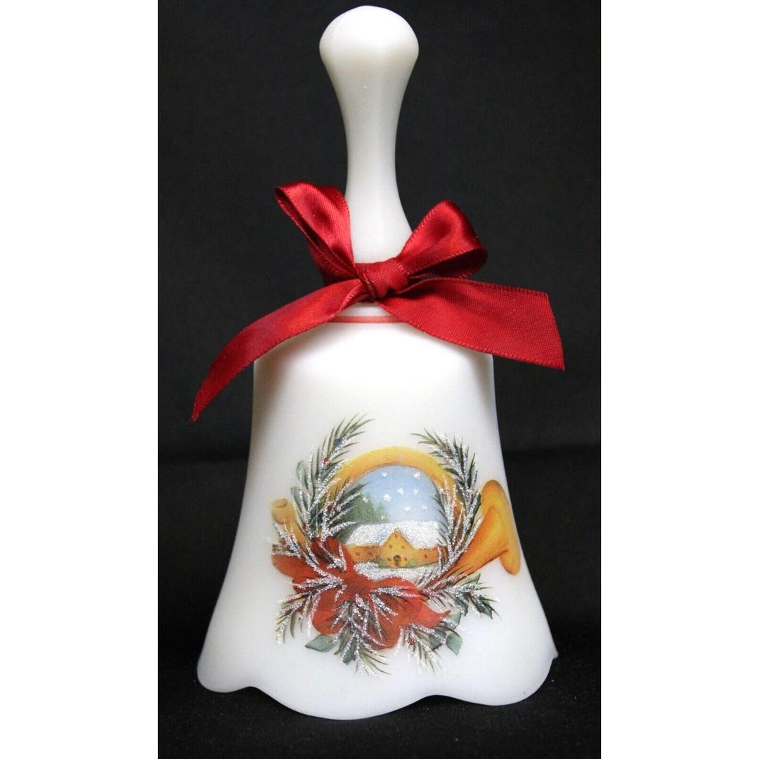 Vtg 90's Fenton Glass J. Cutshaw Custard Bell Hand Painted Signed ...