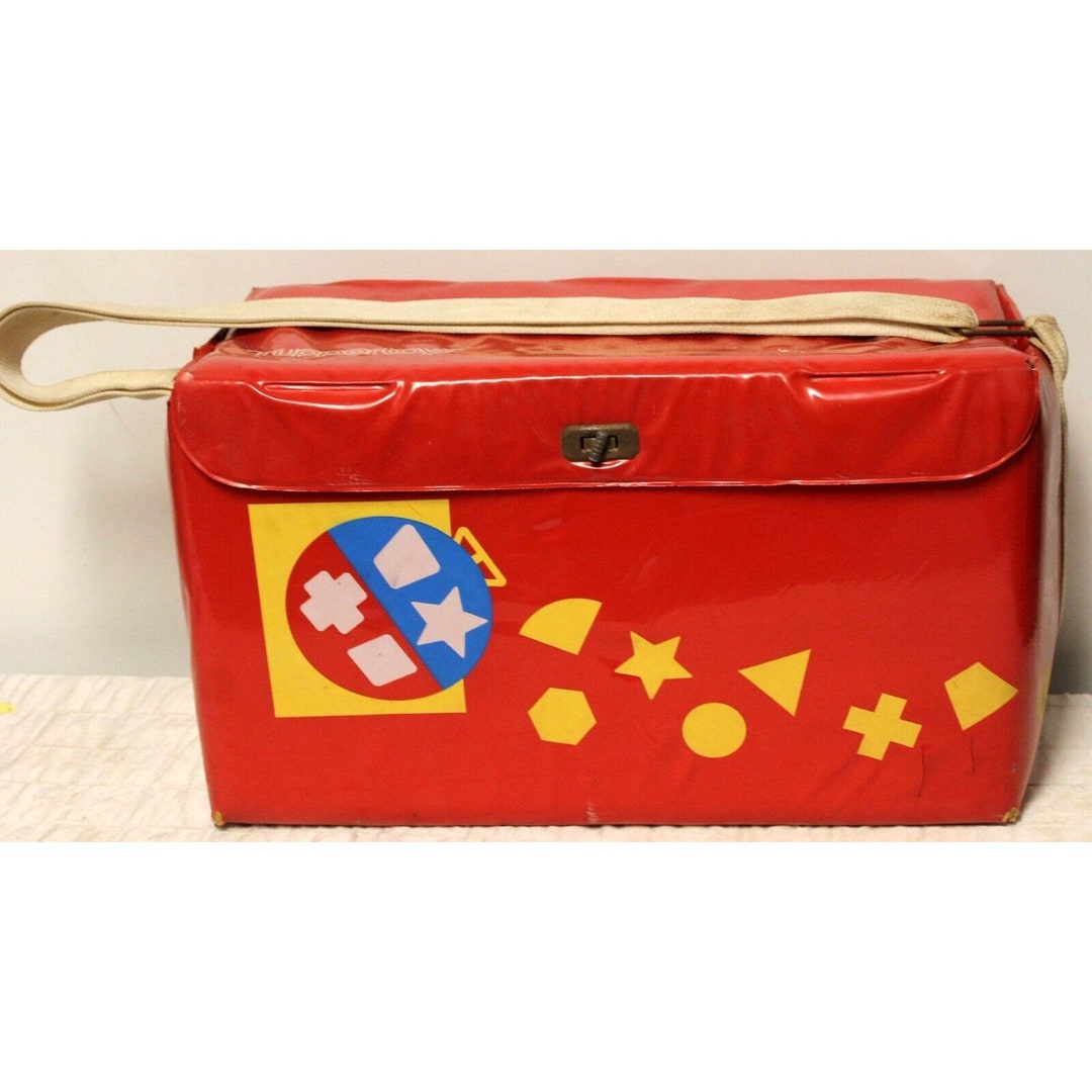 VTG Tuppertoys Tupperware Red Vinyl Large Storage Carry Tote Bag 17 X ...