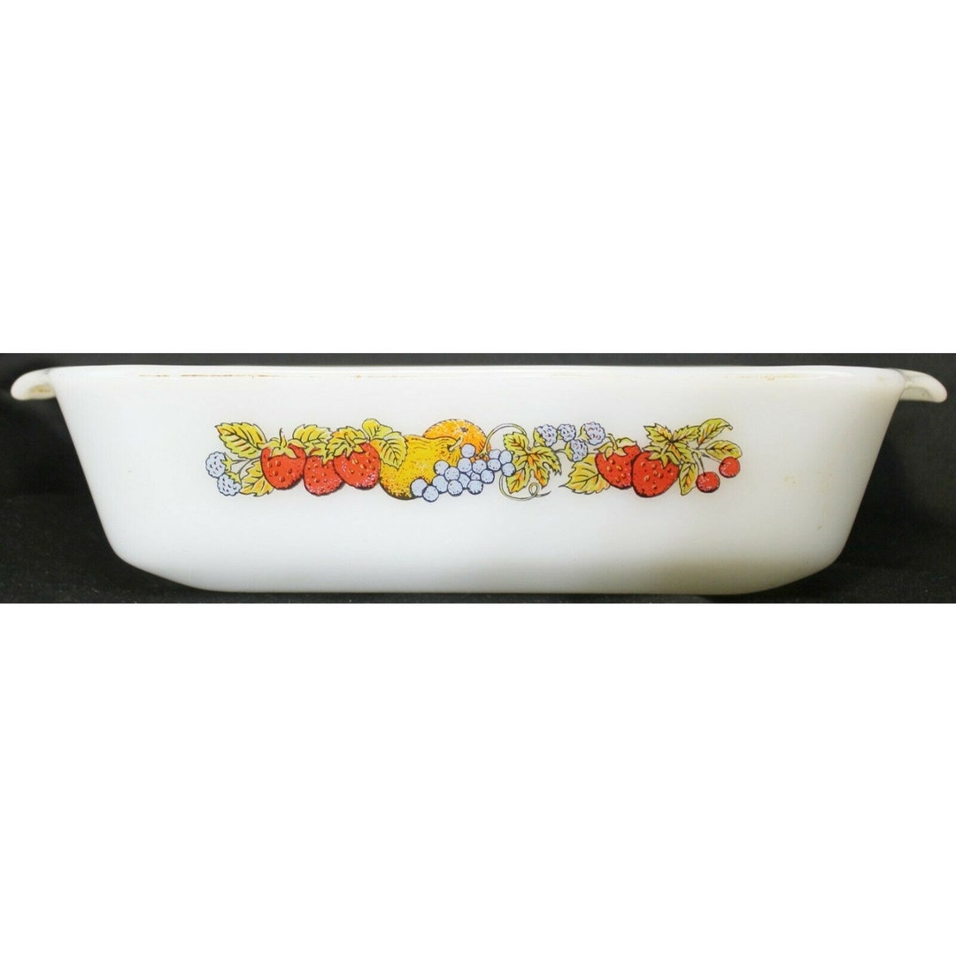 Anchor Hocking Fire King Baking Dish 1 Qt Harvest Fruit Pattern Nature ...