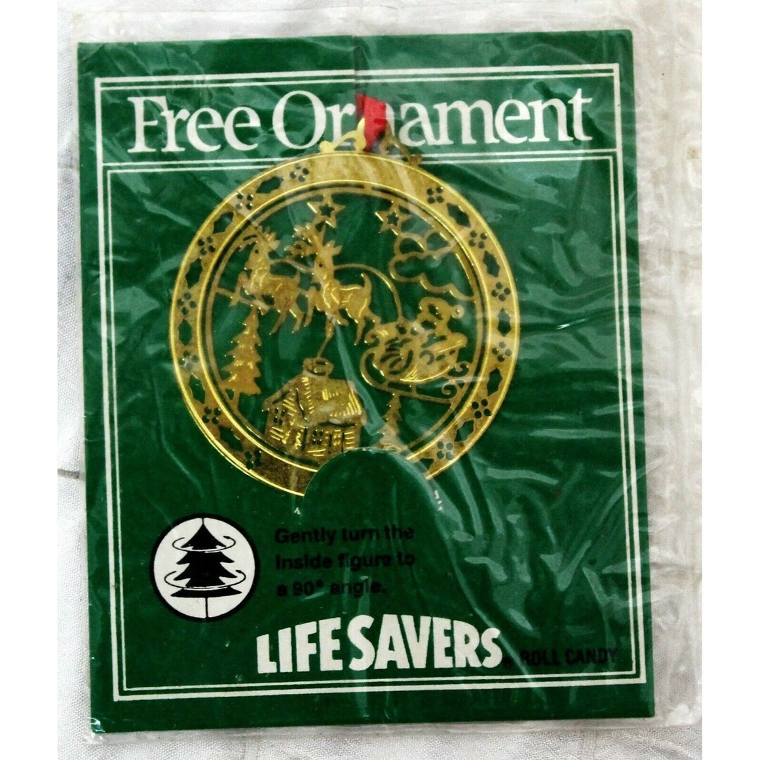 Vintage New Lifesavers Tree Ornament Gold Color Metal Twists Santa ...