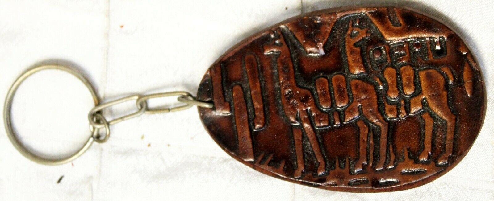 Vtg Peru Embossed Leather Keychain Llamas Tumi FOB Collectible | Etsy