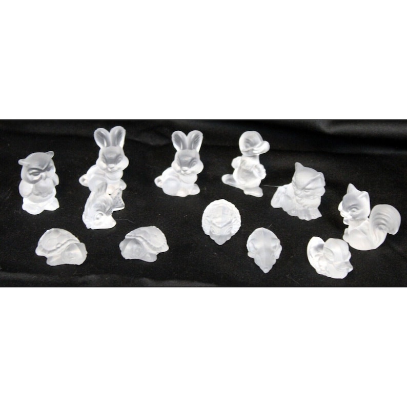 VTG 12 Pc German Mini Frost Glass Animal Menagerie Lead Crystal Goebel ...