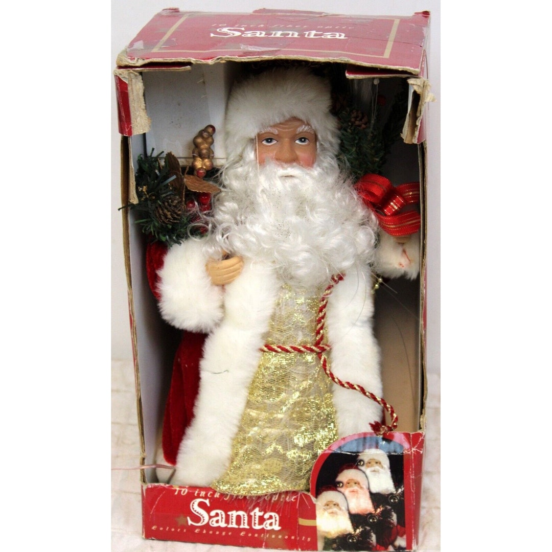 Midwestern Home Fiber Optic Tree Topper Santa Claus Forest Christmas ...