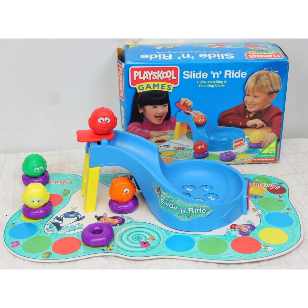 1995 Playskool Games Slide N Ride Color Matching Counting Game Skill ...