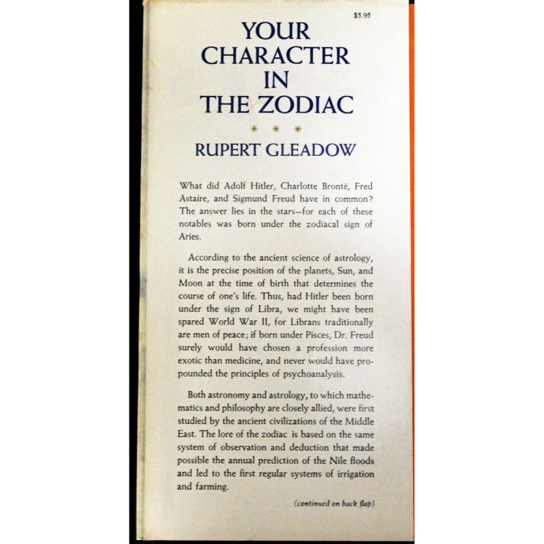 Vtg 1968 Your Character in the Zodiac by Rupert Gleadow - Etsy