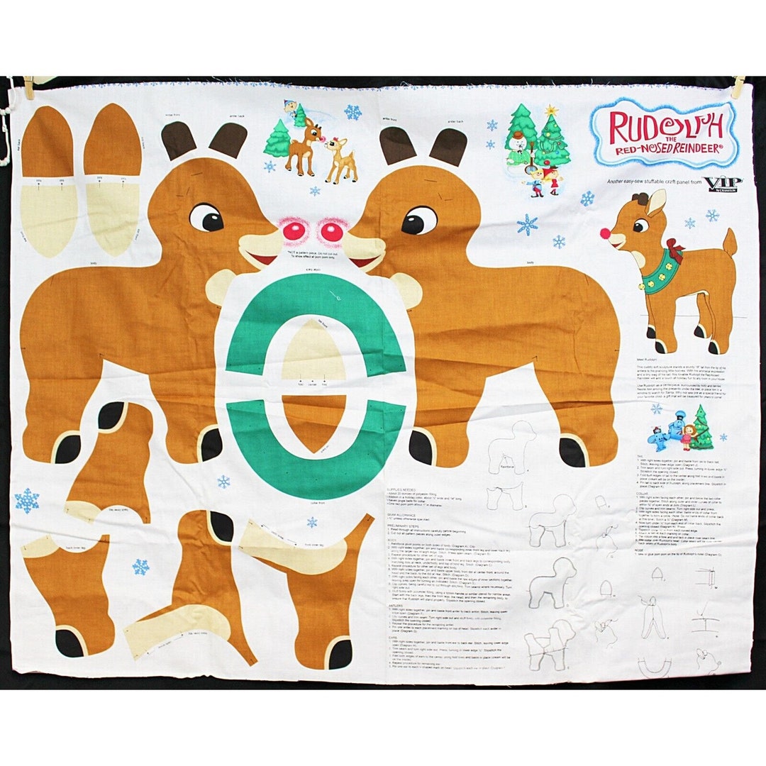 Cranston VIP Rudolph Plush Fabric Craft Panel Instructions Reindeer ...
