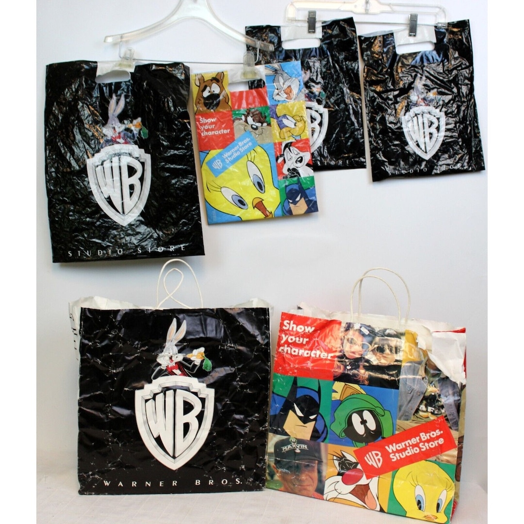 6 WB Warner Bros Store Retail Shopping Bags Looney Tunes Superhero ...