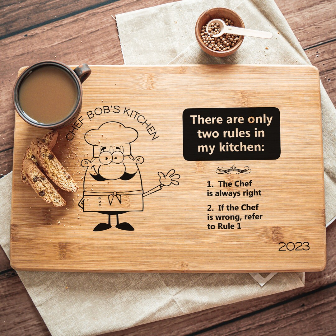 Custom Kitchen Rules Cutting Board Personalized Anniversary Gift for ...
