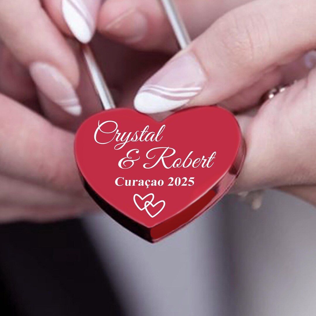 Personalized Engraved Love Lock Customized Heart Padlock Custom Wedding ...