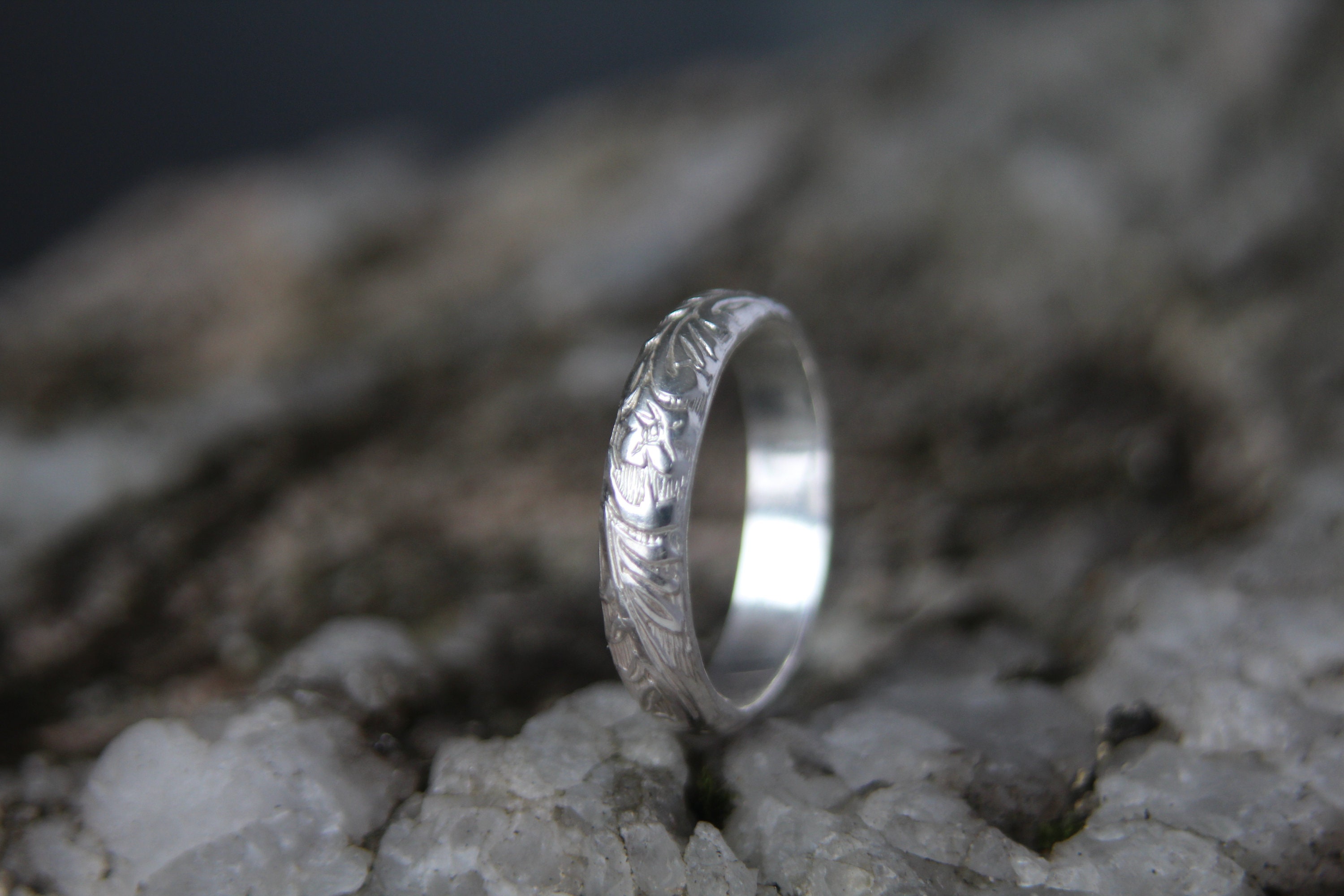 Sterling Silver Flower Pattern Ring Sustainable Sterling - Etsy Canada