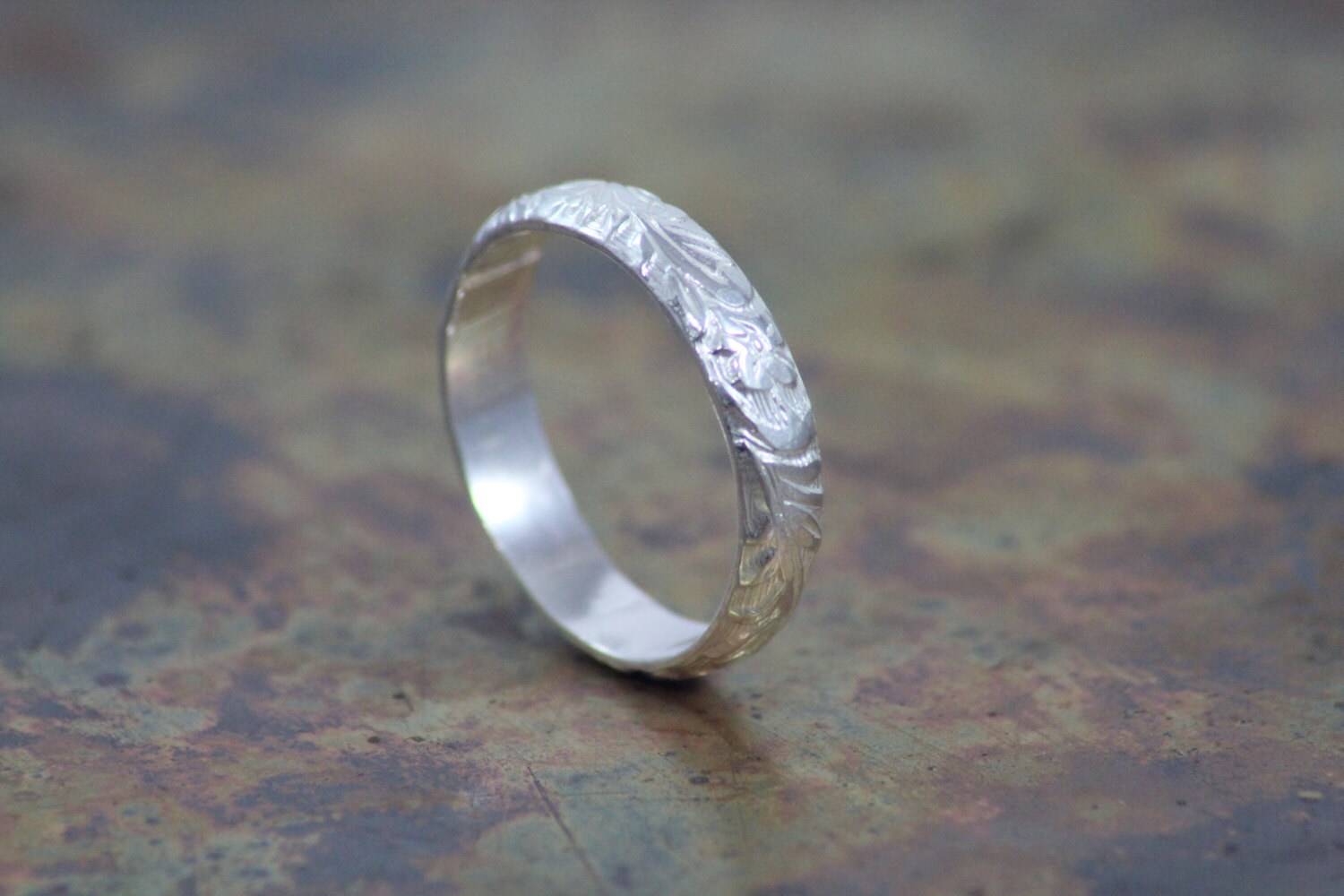 Sterling Silver Flower Pattern Ring Sustainable Sterling - Etsy Canada
