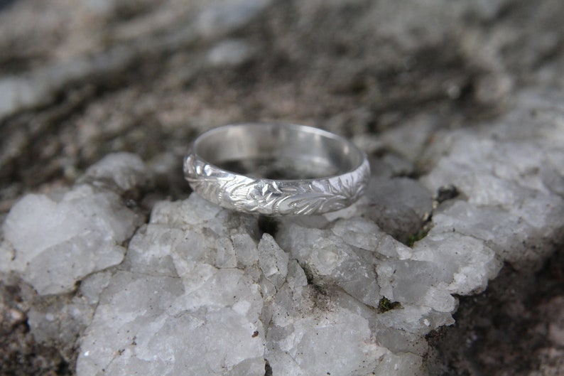 Sterling Silver Flower Pattern Ring Sustainable Sterling | Etsy