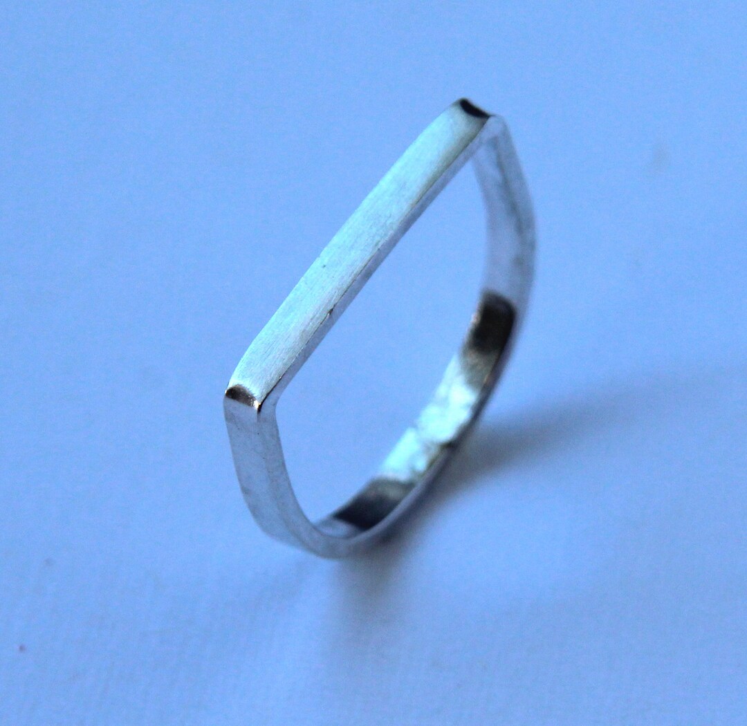Geo Silver Ring Flat Top Sustainable Sterling Silver Band Stacking Ring ...