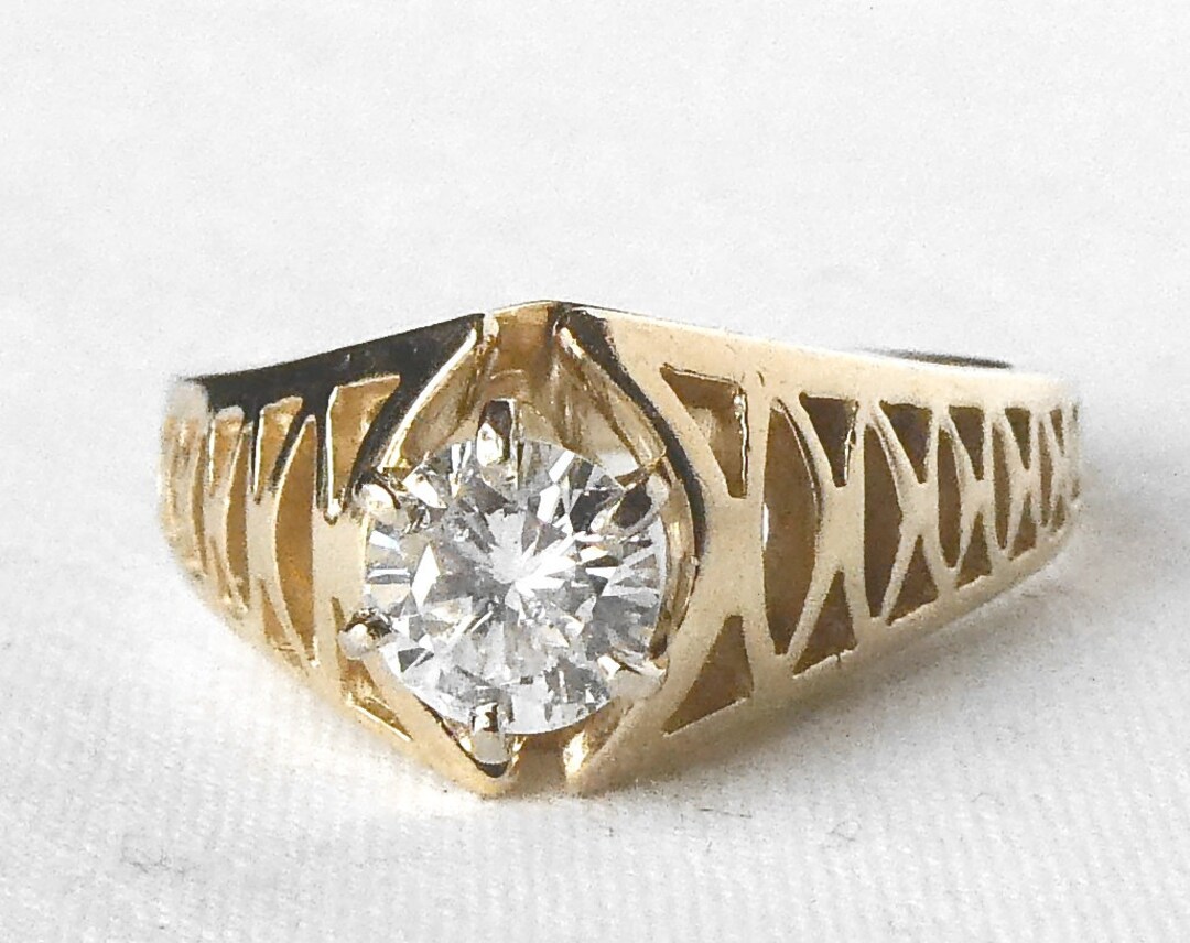 Diamond Solitaire Ring .50 Ct 14k Gold Openwork Navette Mounting ...