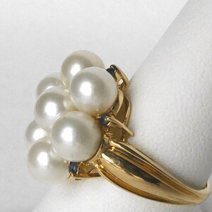 Big Vintage 14k Gold Akoya Pearl Sapphire Cluster Cocktail Statement Ring Size 7 - Etsy