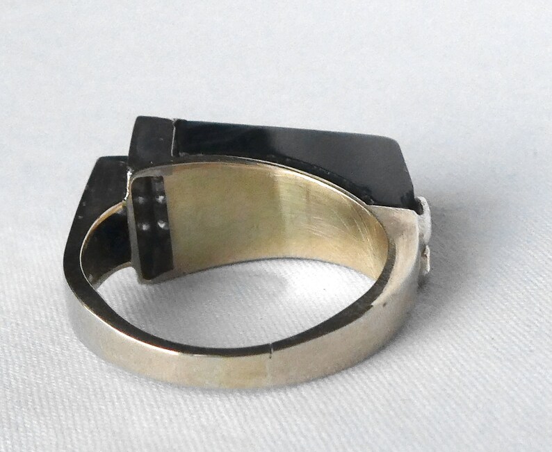 Vintage 14k Gold 1970s Onyx Diamond Modernist Triangle Band - Etsy