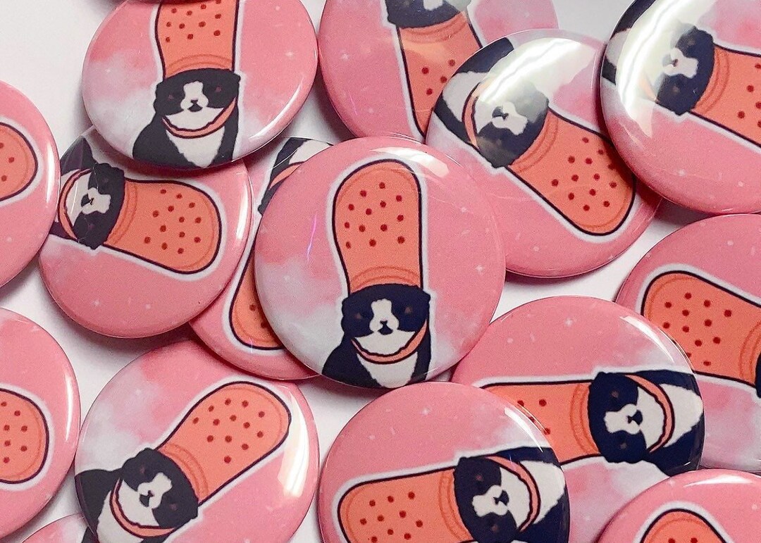 Pink Croc Hat Tuxedo Cat Button 1.5 Inch - Etsy