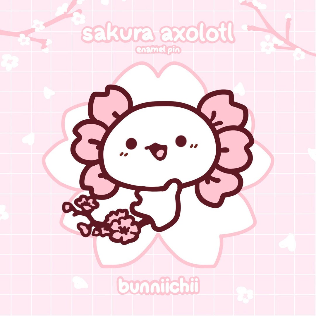 PREORDER Pink Sakura Axolotl Chibi Copper Enamel Pin 1.5 Inches - Etsy