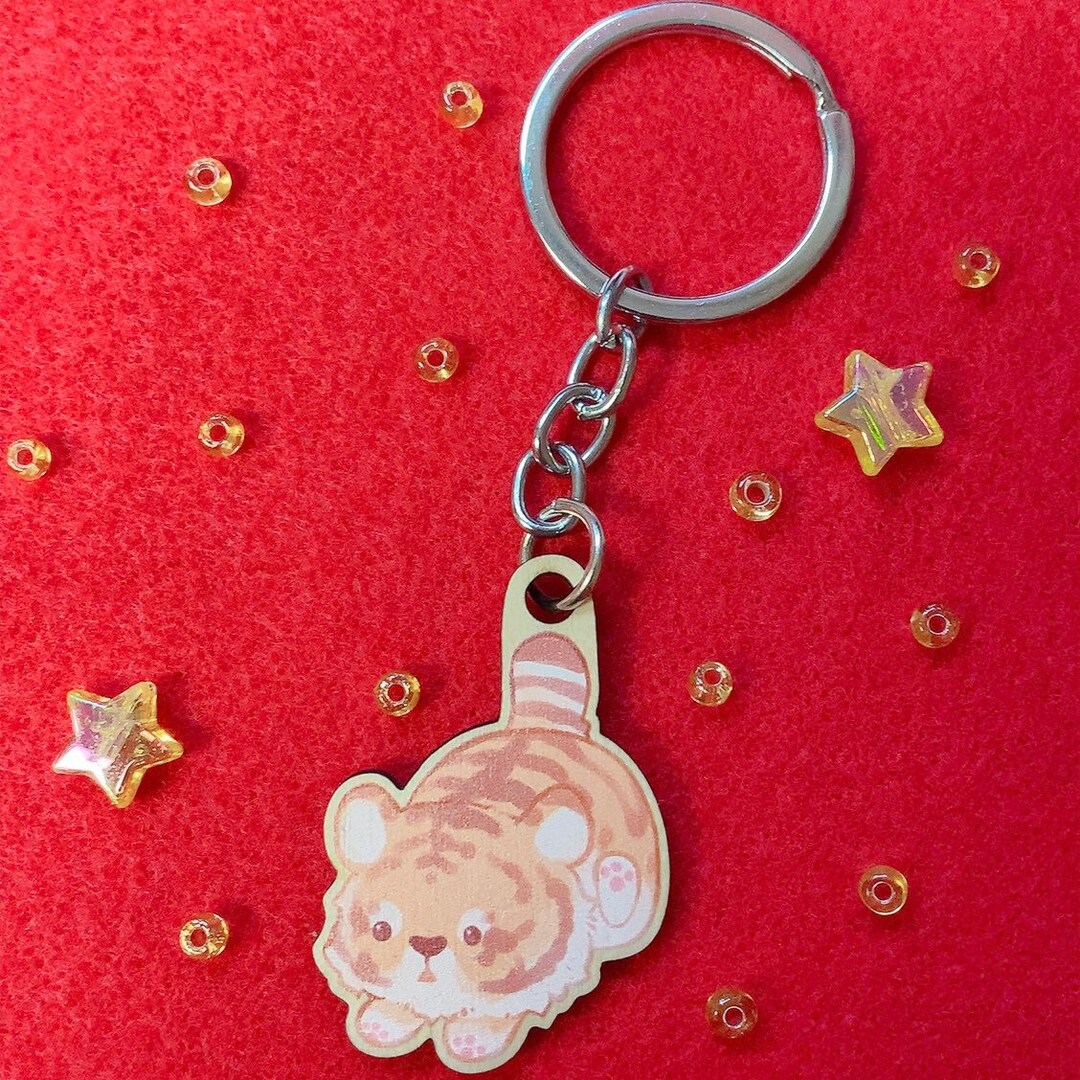 Year of the Tiger Chibi Wood Keychain - Etsy