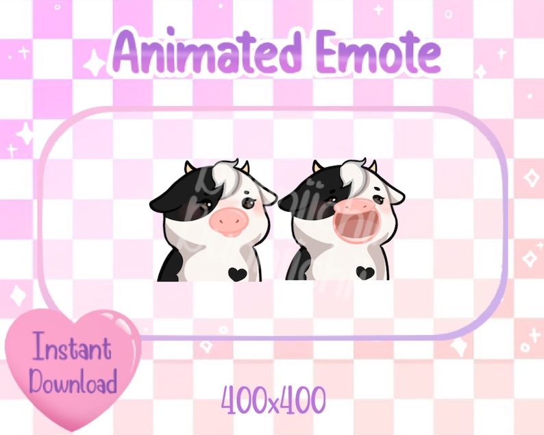 Animated Black and White Cow Pop Cat Twitch/discord Emote & | Etsy