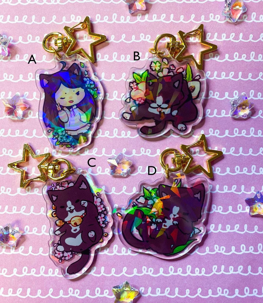 Chibi Tuxedo Cat 2" Holographic Acrylic Keychains - Etsy