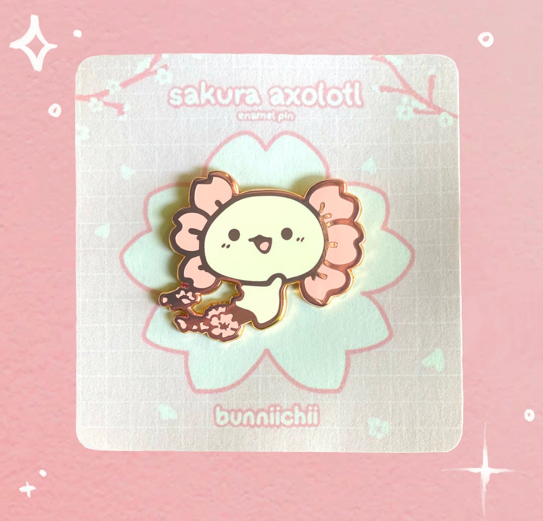 Pink Sakura Axolotl Chibi Copper Enamel Pin | 1.5 Inches - Etsy