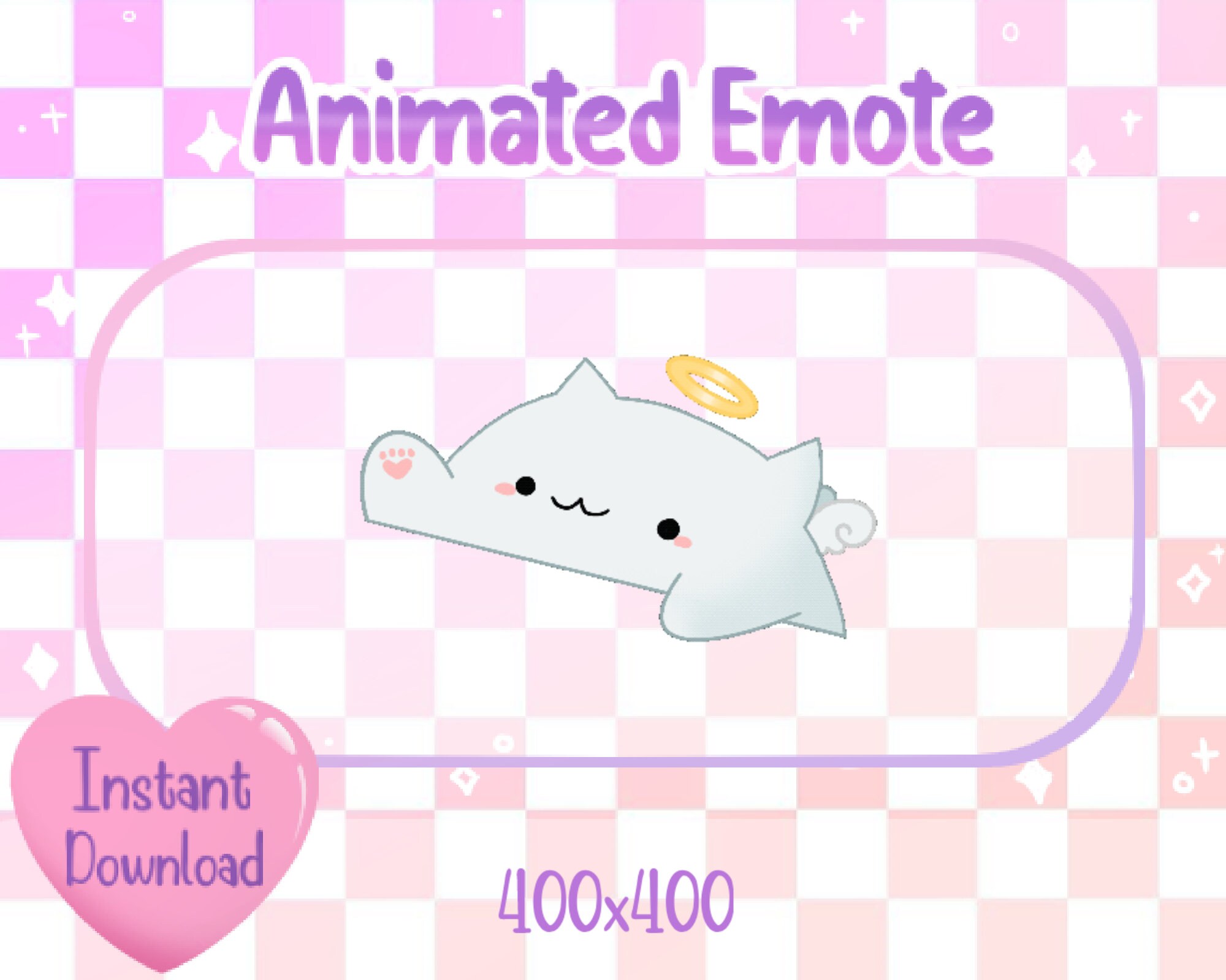 Digital Animal Emote Discord Emote Animated Angel Cat Emote With Heart ...