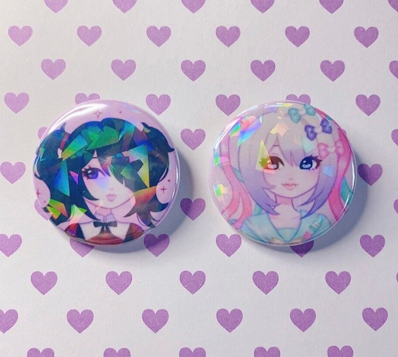 NEEDY STREAMER OVERLOAD Ame-chan & Kangel Holographic Buttons | 1.5 ...