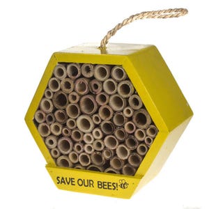 Wooden Hexagonal Bee House Hotel Save Our Bees Eco Friendly Garden ...