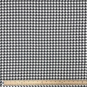 Monochrome Black and White Dog Tooth Houndstooth Print Cotton Poplin ...