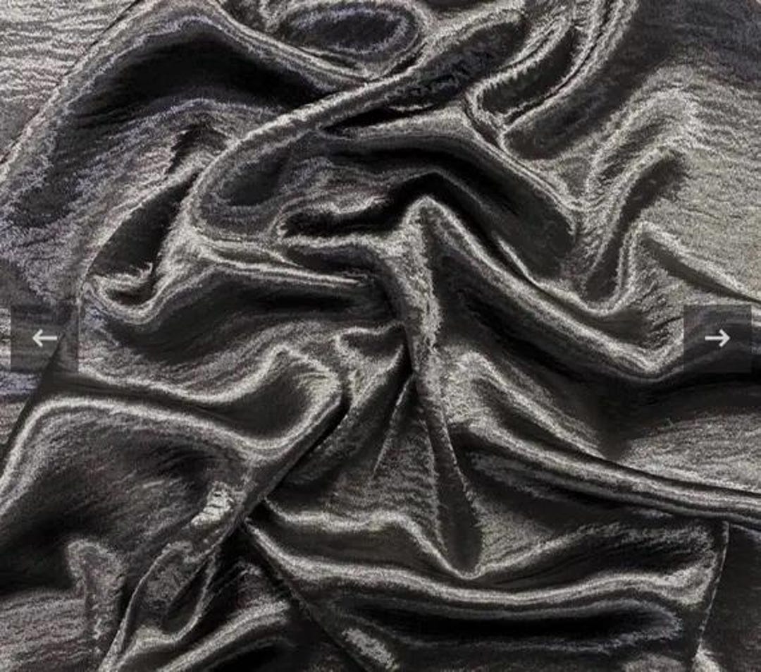 Crinkle Effect Satin Fabric Grey Colour 58" Dressmaking Lining Costume ...