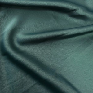 Bottle Green Matte Crinkle Texture Satin Fabric 59 per Meter Sateen Dressmaking Ethically ...