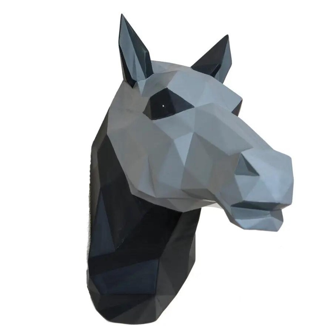 Hand-painted Origami Horse Head Wall Mounted Horse Bust 3D Animal Head ...
